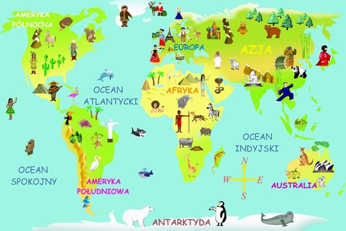 Mapa świata dla dzieci - Fototapety - TwojeFototapety.pl - Zaczarowany ...